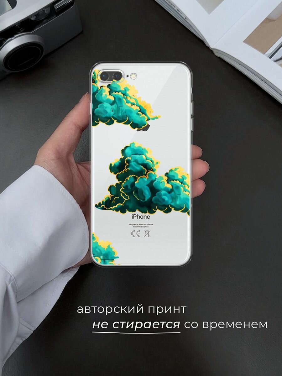 Чехол на Apple iPhone 7 Plus / Айфон 7 Плюс с принтом Звезды с облаками, прозрачный — фото 1