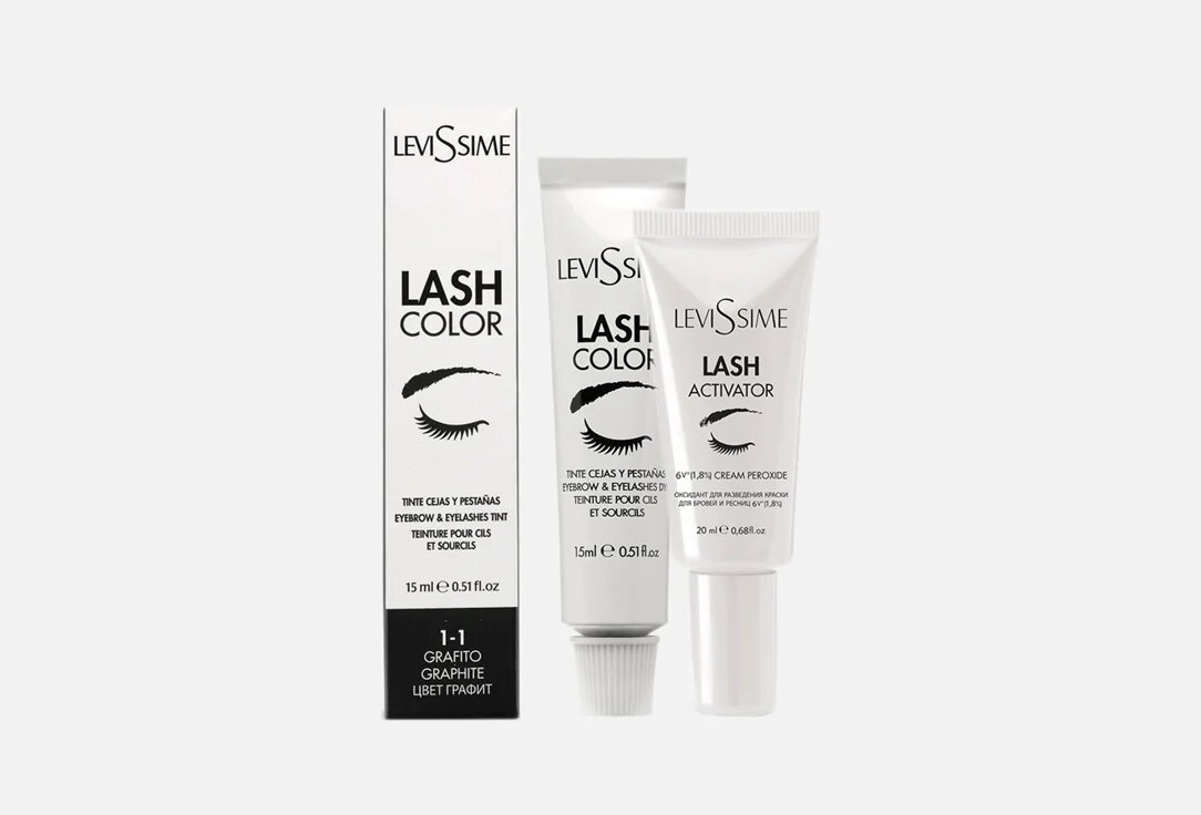 LeviSsime Lash Color №1.1 Набор для окрашивания бровей и ресниц 2 шт 1.1, Графит