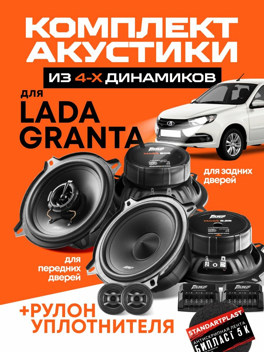 Комплект акустики в 4 двери для Лада Гранта