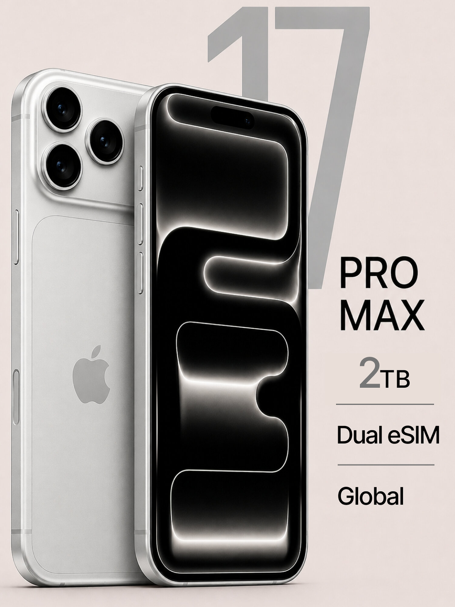 Смартфон Apple iPhone 17 Pro Max, 2Tb, Dual eSIM, Silver (Серебристый), без RuStore