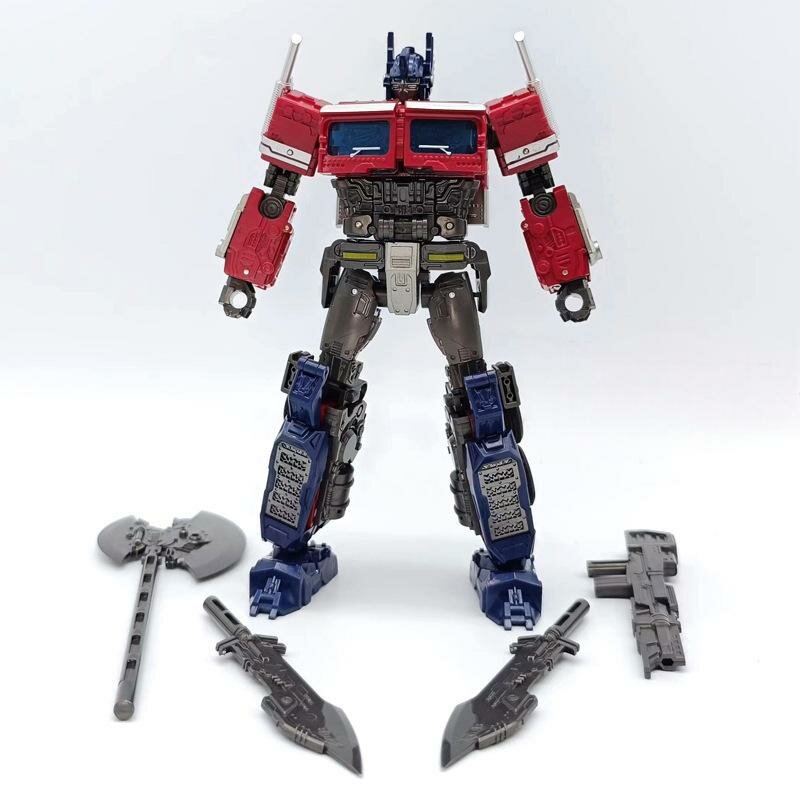 Игрушка-трансформер 18cm Heroic Optimus Primed, фигуркаробота, трансформирующийся в автомобиль/грузовик, для детей, стандартное издание, цвета красный синий серый, высота 17cm, длина транспортного средства 17cm, с 4 оружиями (большой топор и несколько