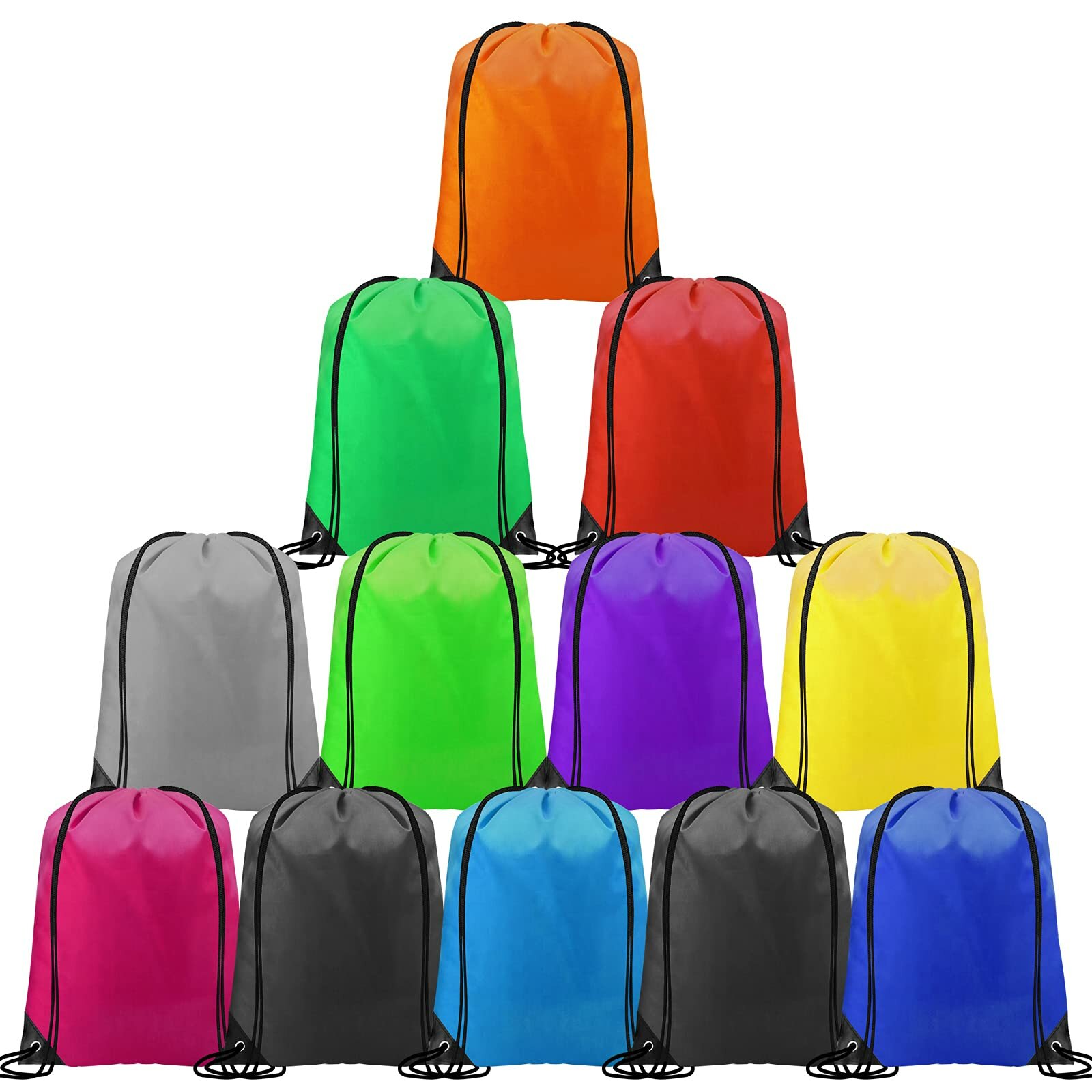 Рюкзаки PolyFlex Cinch Sack 12/20 штук Нейлоновые сумки с шнурком для спорта, зала, школы, путешествий, хранения