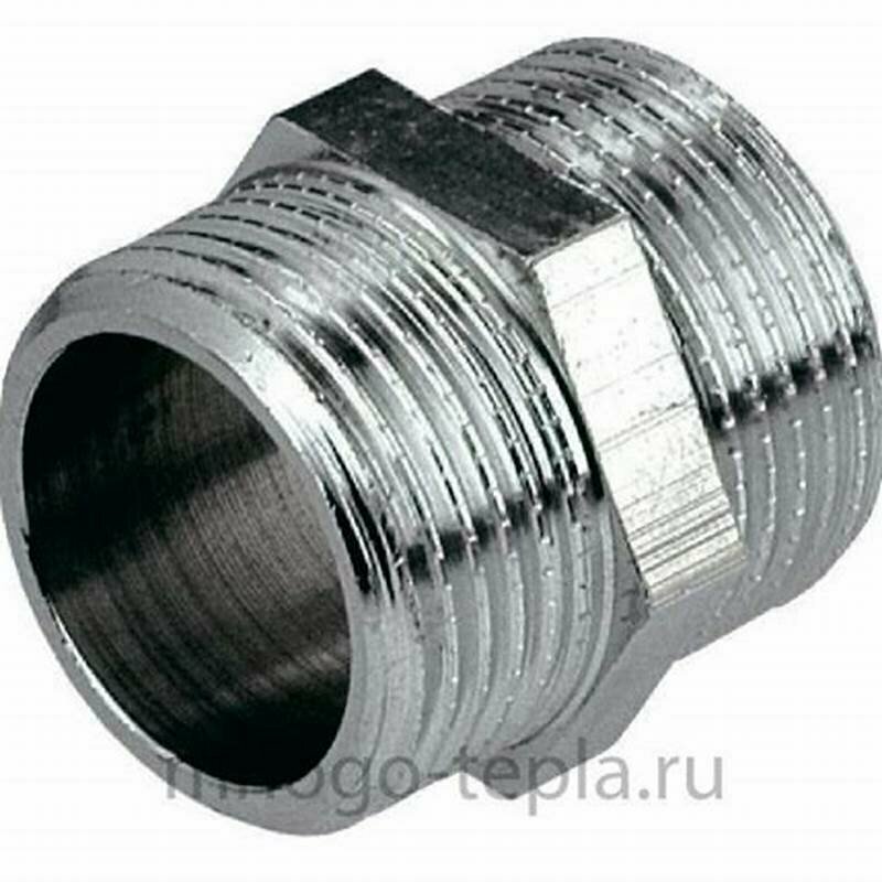 Ниппель хромированный (бочонок), 3/4" × 3/4"
