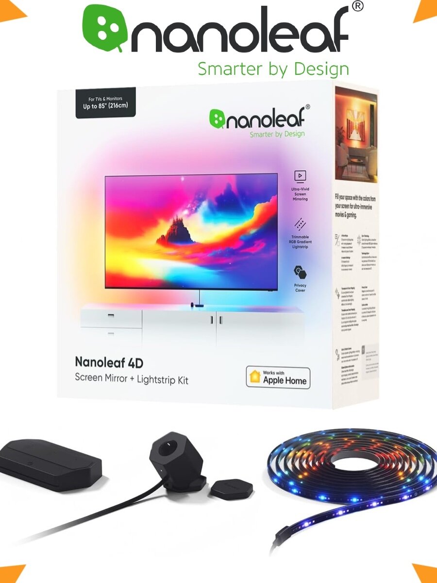 Эмбилайт подсветка Nanoleaf 4D Screen Mirror + Lightstrip Kit для ТВ до 85 Apple HomeKit Matter (NF082K02-52LS)
