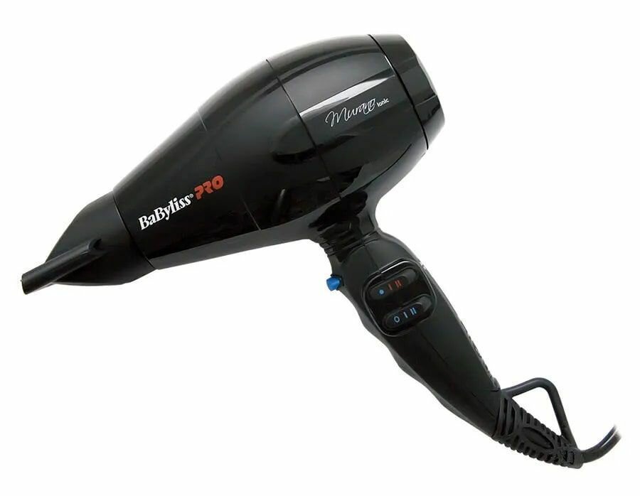 Фен BaByliss Pro Murano Ionic Compact, мощность 2000 Вт, чёрный, ионизация