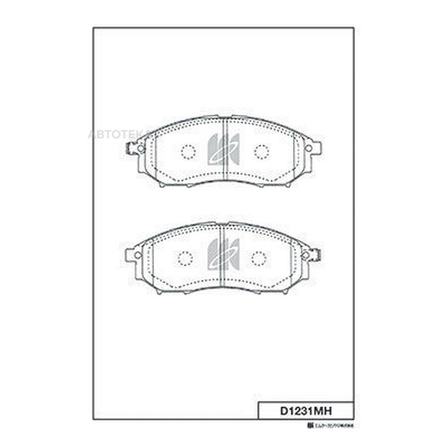 Колодки тормозные передние (с антискрипной пластиной) KASHIYAMA D1231MH NI Skyline V35 04-, Cedric/Gloria Y34 99-, President PGF50 03-, Laurel C35 98-, Cima GF50/GNF50/HF50 01-, Fuga Y50 04-, Fairlady Z Z33/HZ33 05-, St.