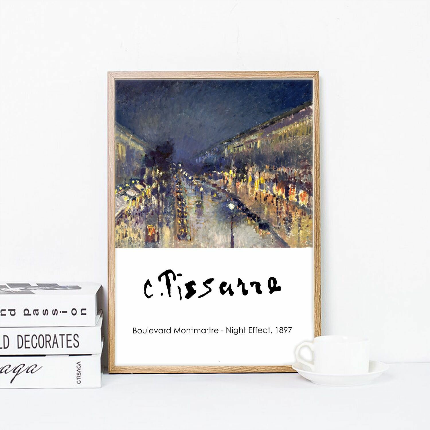 Ретро постер Бульвар Монмартр, Париж - Камиль Писсарро / Camille Pissarro, размер A2, без рамы