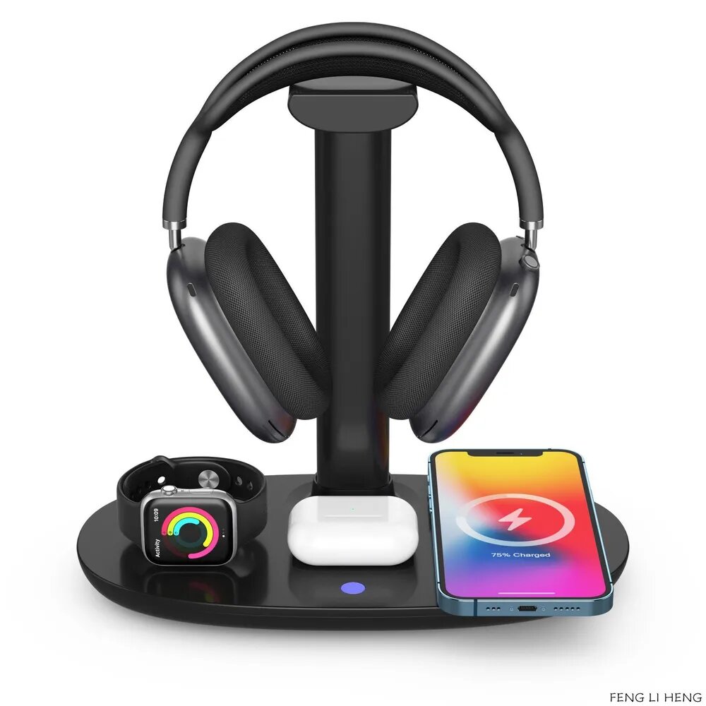 Подставка для наушников ,4 в 1 Функция беспроводной зарядки для Airpods для Airpods Max, iPhone12-15 SYS