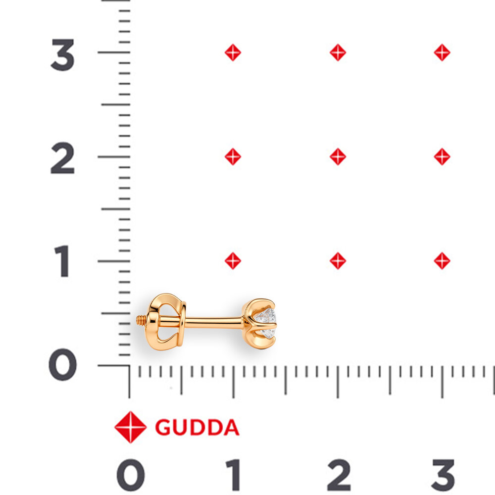 Серьги пусеты GUDDA, комбинированное золото, 585 проба — фото 1