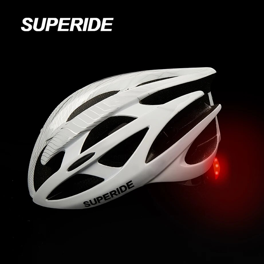 Superide Велосипедный шлем для взрослых и детей с фонарем Белый, S, White