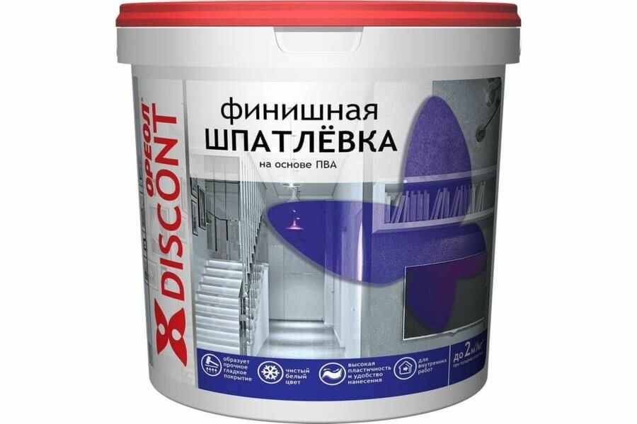 Шпатлевка на основе ПВА для внутренних работ 3 кг финишная Ореол Дисконт