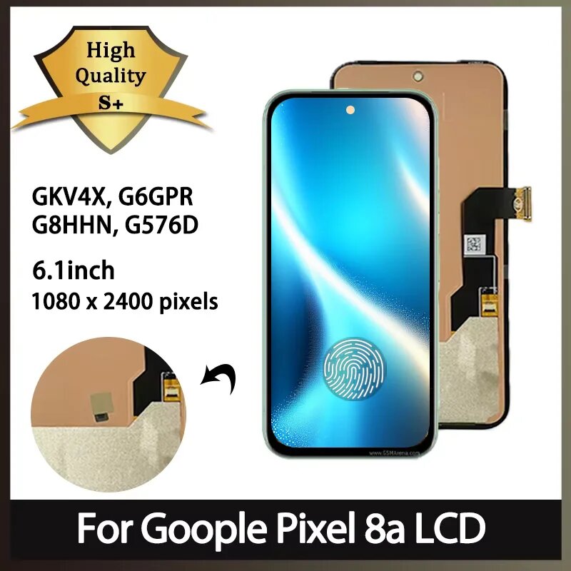 6,1-дюймовый экран OLED Pixel 8A для Google Pixel 8a GKV4X G6GPR G8HHN G576D ЖК-дисплей с цифровым преобразователем сенсорного экрана в сборе
