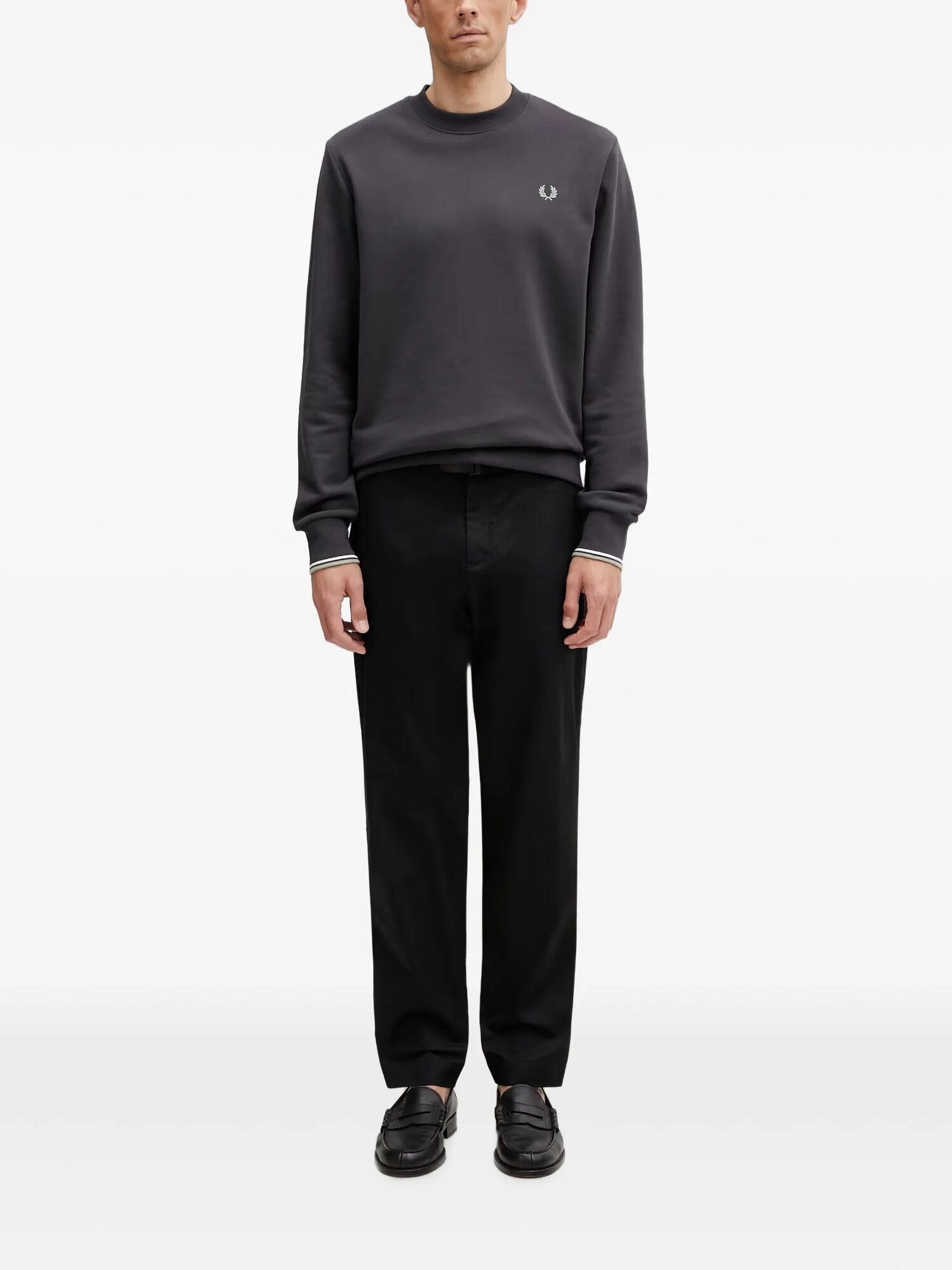 Свитер FRED PERRY Logo-embroidered tipped-cuff sweater, размер 46 — фото 1
