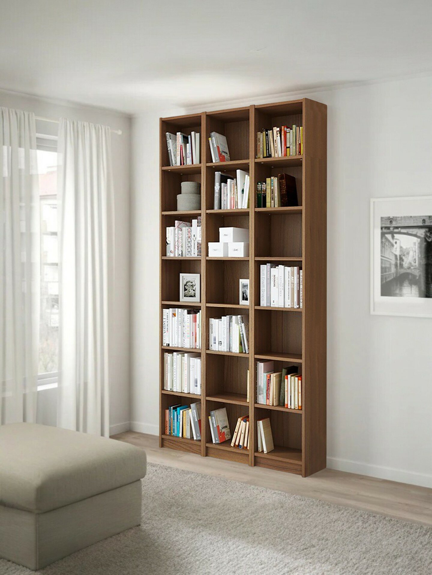Стеллаж Билли 05 Орех Экко 9459 NEW 120x28x237 см, коричневый GOODFORM
