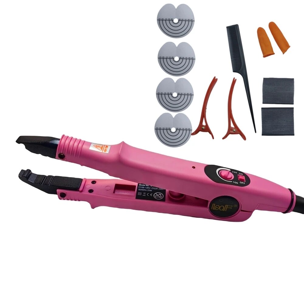 Loof Professional Умные мини-щипцы для наращивания волос 220℃ 611 Pink A tip