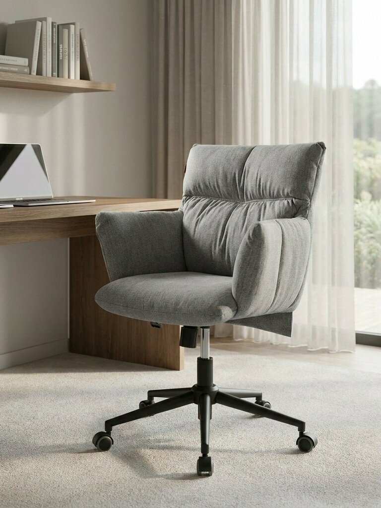 Кресло компьютерное Флаффи TetChair с подлокотниками, велюр/букле, цвет светло-серый