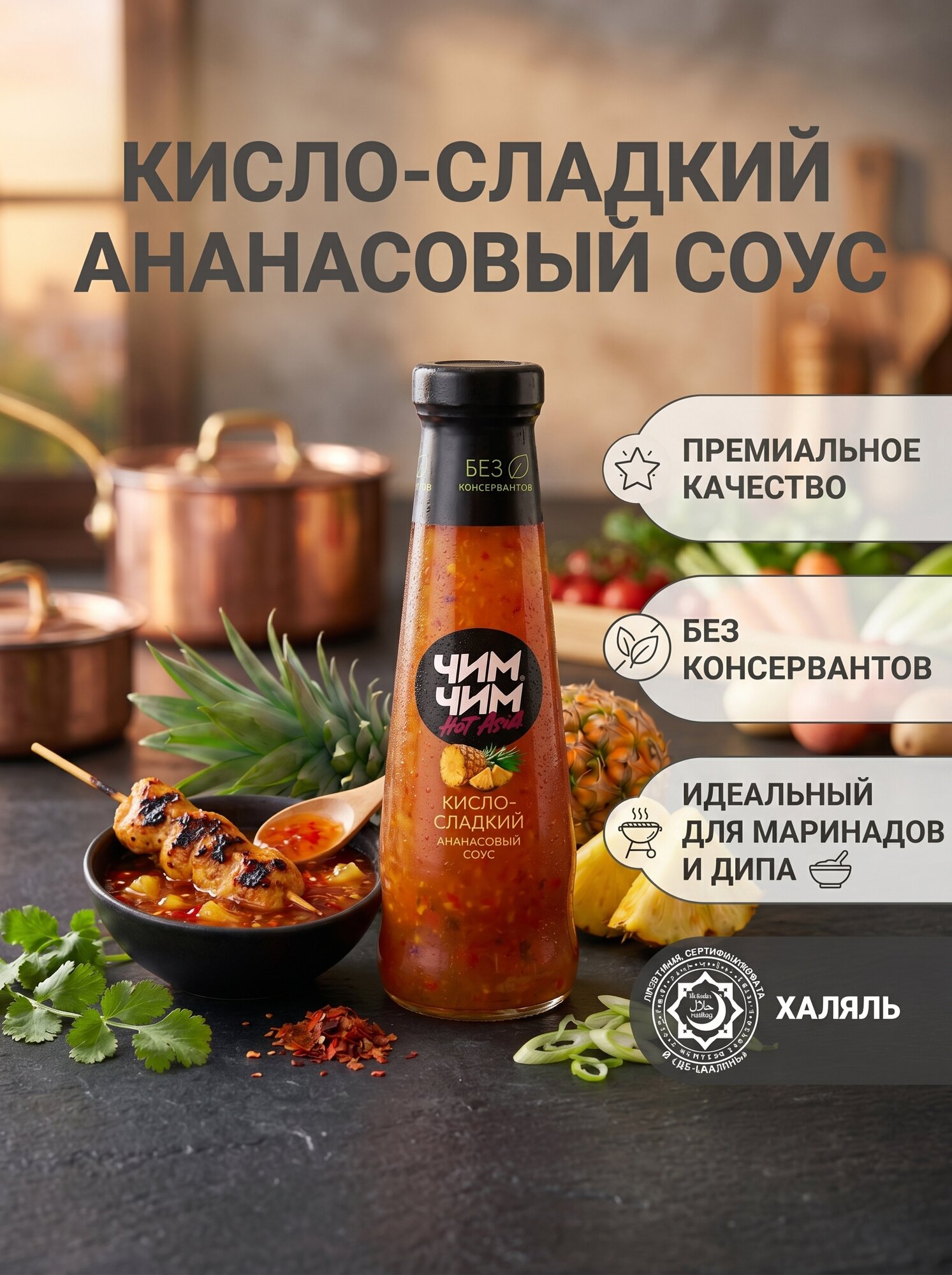 Соус кисло-сладкий "Китайский соус с ананасом", Чим-Чим, 205 г