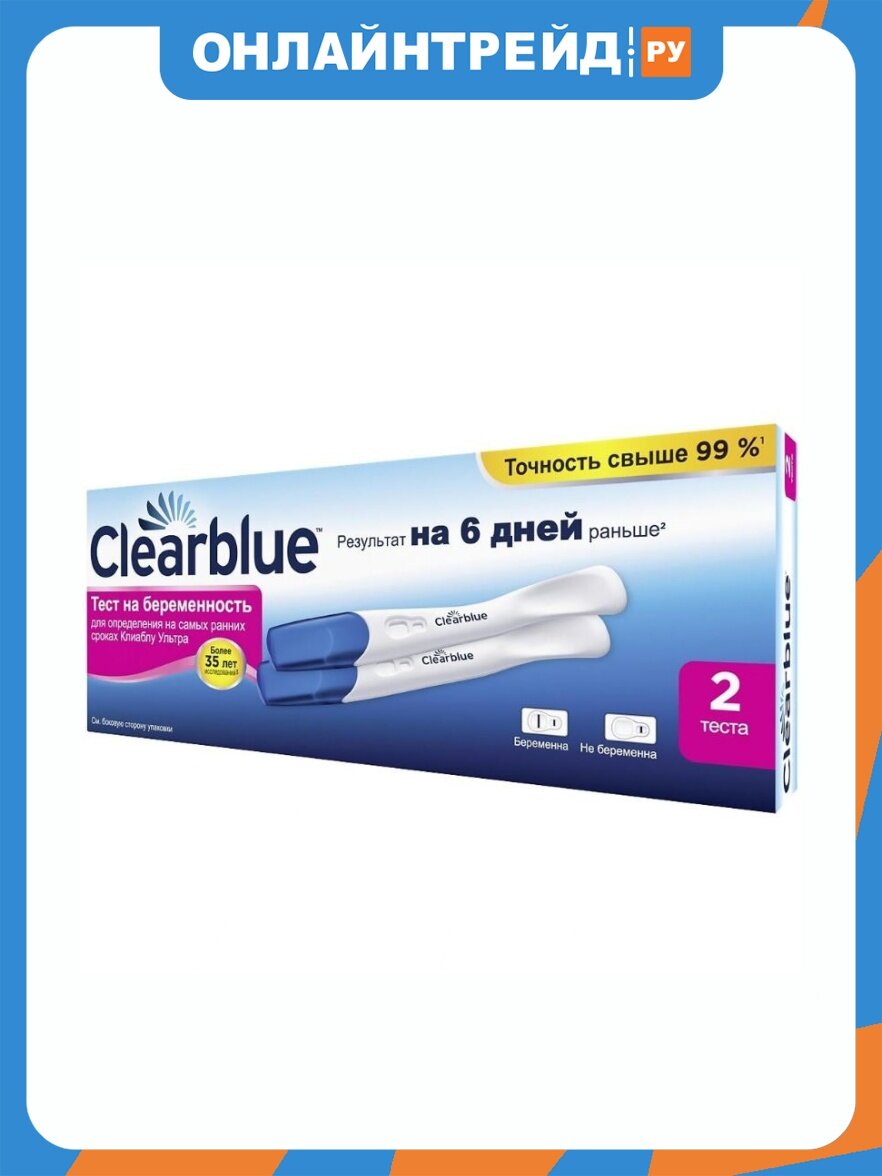 Тест на беременность Clearblue Ultra, результат за 6 дней до задержки менструации, 2 теста