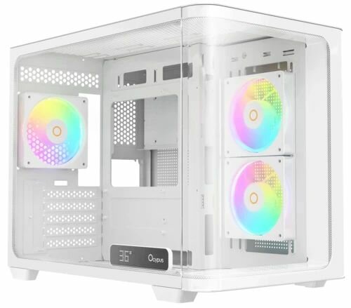 Компьютерный корпус Ocypus Iota C50 Curve ARGB (Iota-C50-WHD300CD-GL) белый - Mini Tower, Micro-ATX, USB 3.2 Gen 1 Type-A, USB 3.2 Gen 1 Type-C