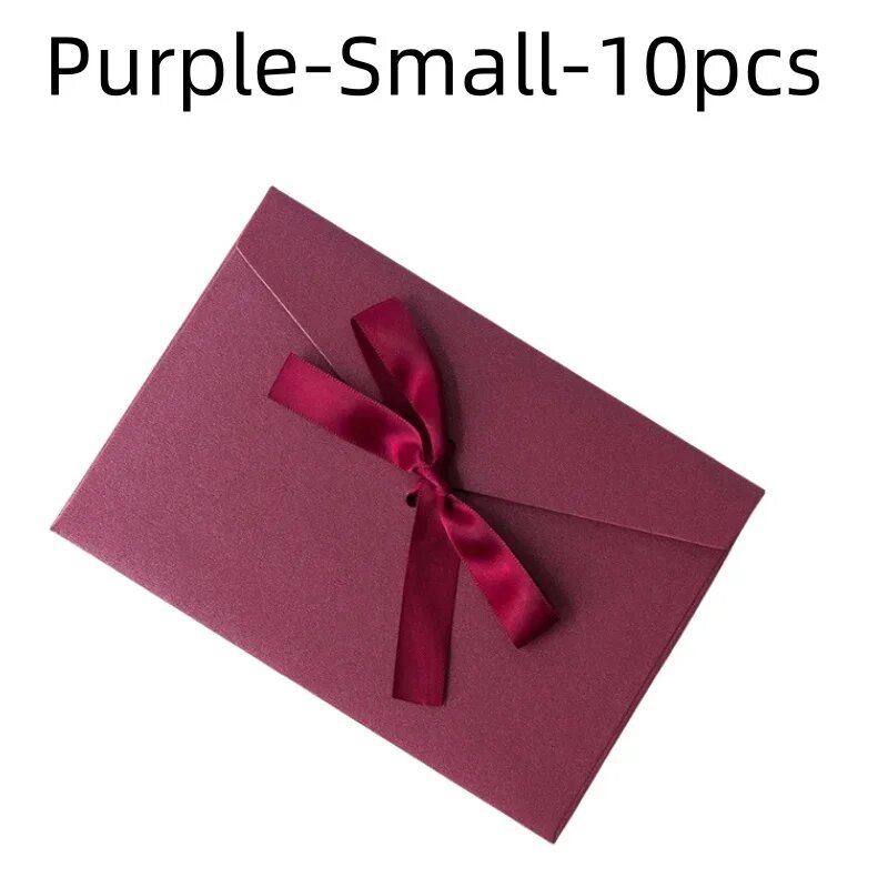 Конверты с перламутровой бумагой и бантом Фиолетовый, Purple-Small-10pcs
