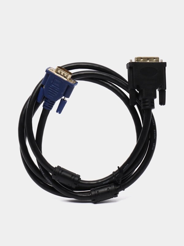 Кабель VGA - DVI, длина 1.5 м, Орбита TS-3028, черный с золотистыми контактами и фильтрами помех