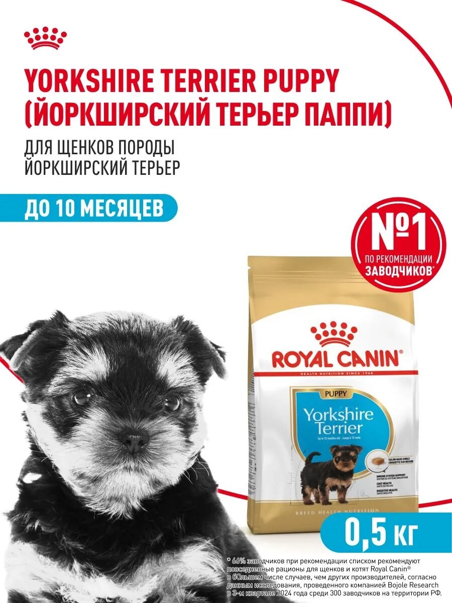 Сухой корм Royal Canin Yorkshire Terrier Puppy для щенков породы Йоркширский Терьер до 10 месяцев , 500 гр