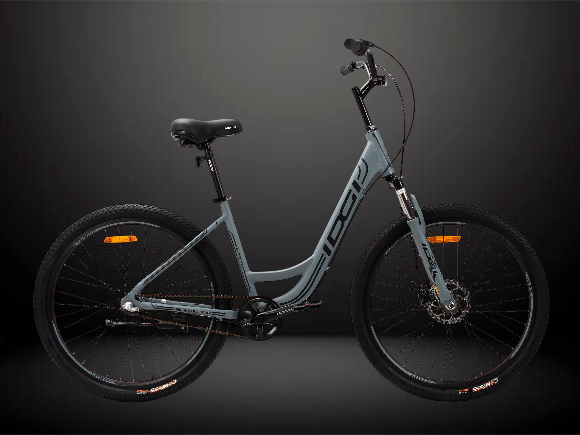 Велосипед горный IDGI Comfort 27.5PL-Grey" Алюминиевый с планетарной втулкой, Широкое седло