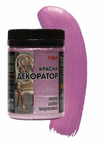 Краска-колер акриловая №173 розовый (металлик декоратор) 0,25кг palizh для декора, для всех видов ЛКМ, для базы А, С