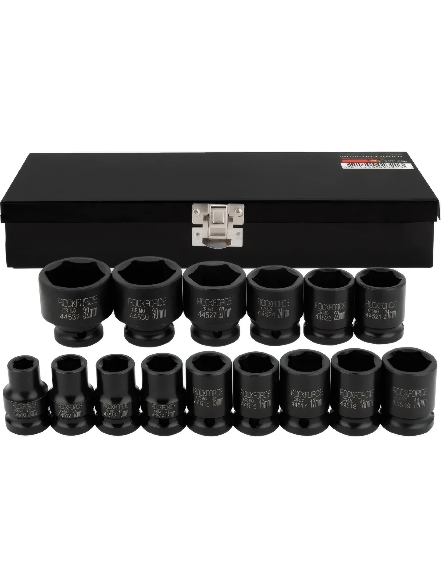 Набор головок ударных ROCKFORCE RF-4159-5MPB, 1/2"DR, 10-32мм, 6гр, 15 предм.