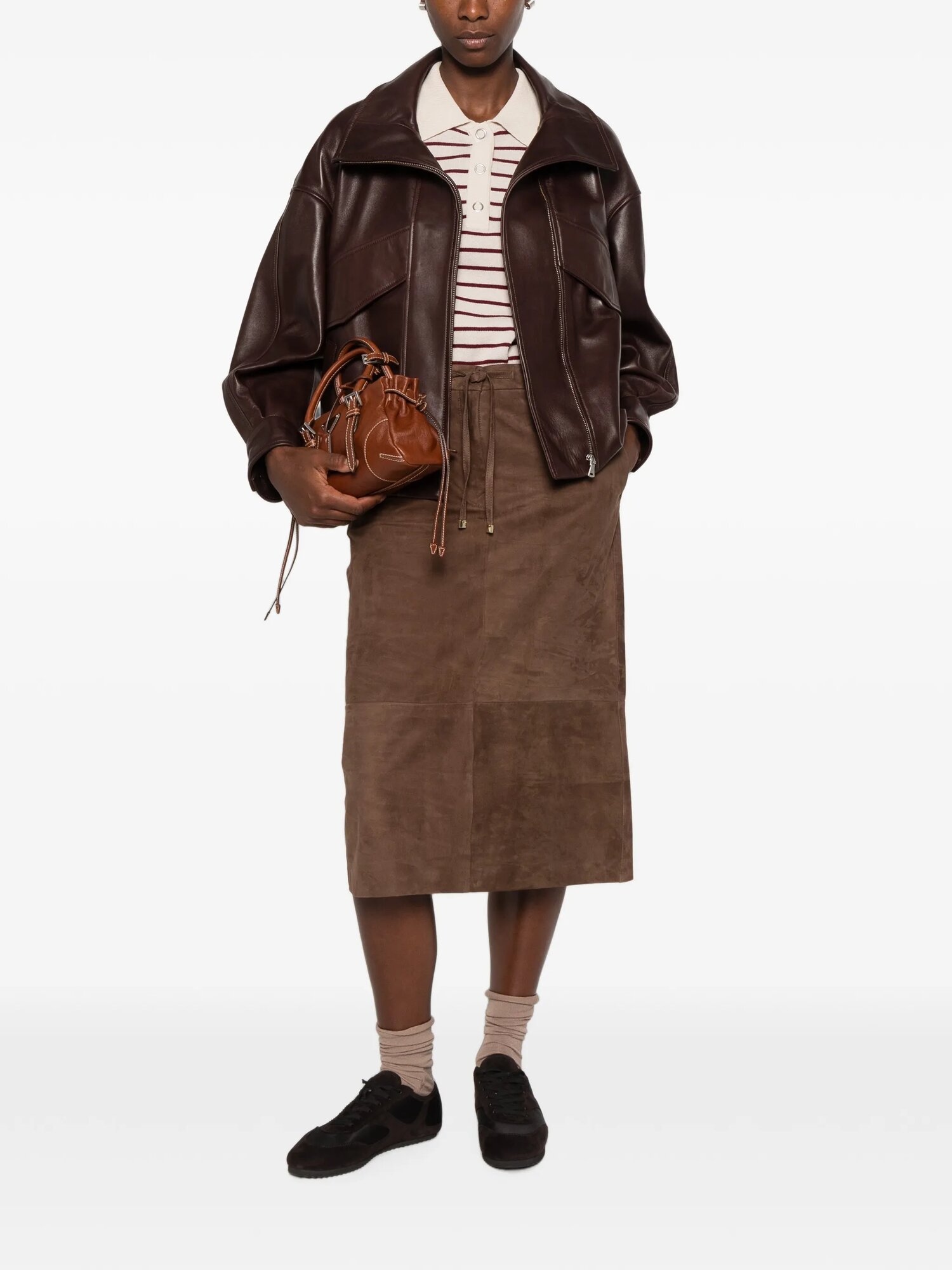 Юбка Max Mara Drawstring-waist suede skirt, размер 40 — фото 1