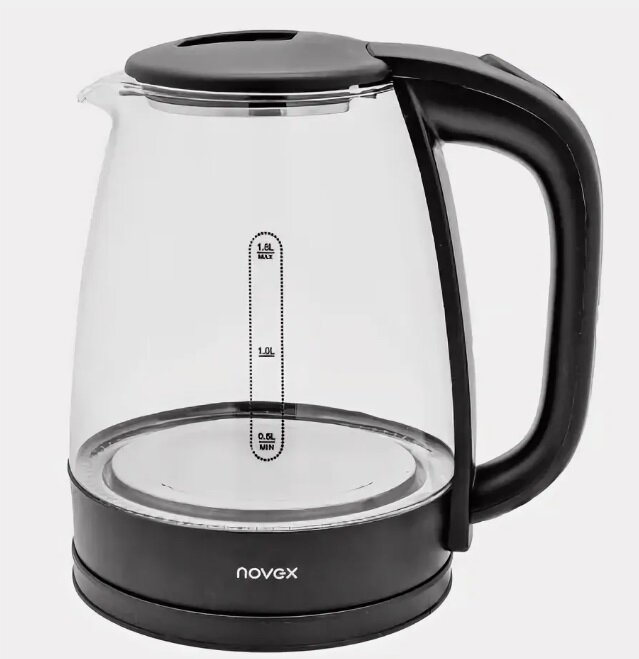 Чайник Novex NK-18G51. черный 1.8 л. стекло, подсветка голубая
