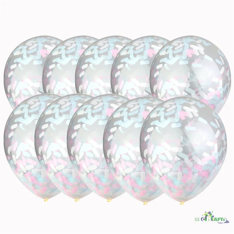 Золотые латексные шары с конфетти, набор из 10 штук Белый, Mix06-10pcs