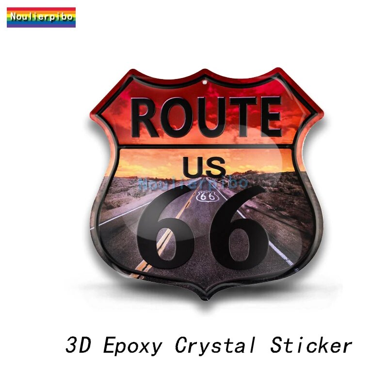 3D стерео эпоксидная купольная автомобильная наклейка Route 66 GAS 66, наклейка Route 66, ПВХ автозапчасти, чехол на тележке, виниловая наклейка для сотового телефона