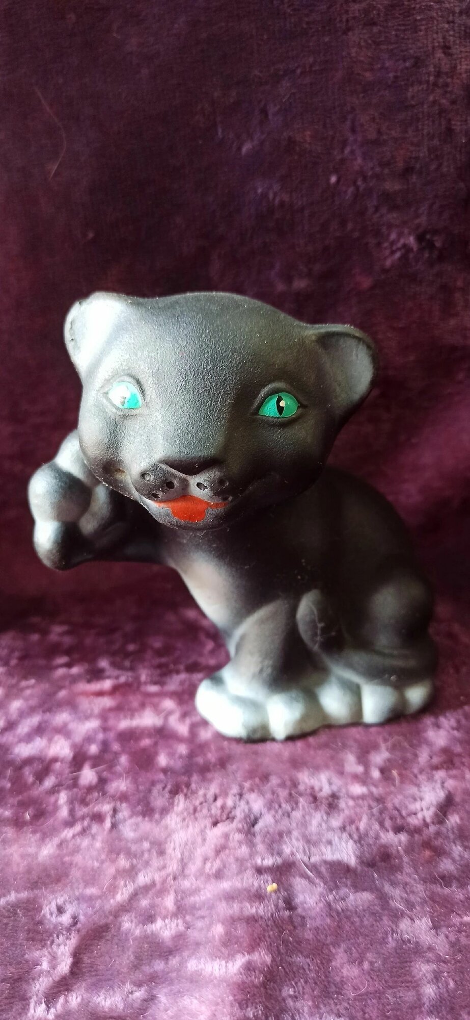 Винтажная игрушка черная пантера, 12 см