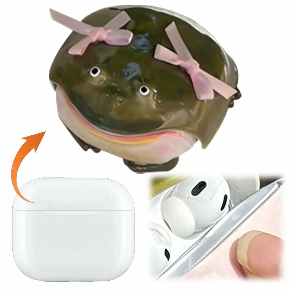 Чехол для AirPods с дизайном лягушки и бантами