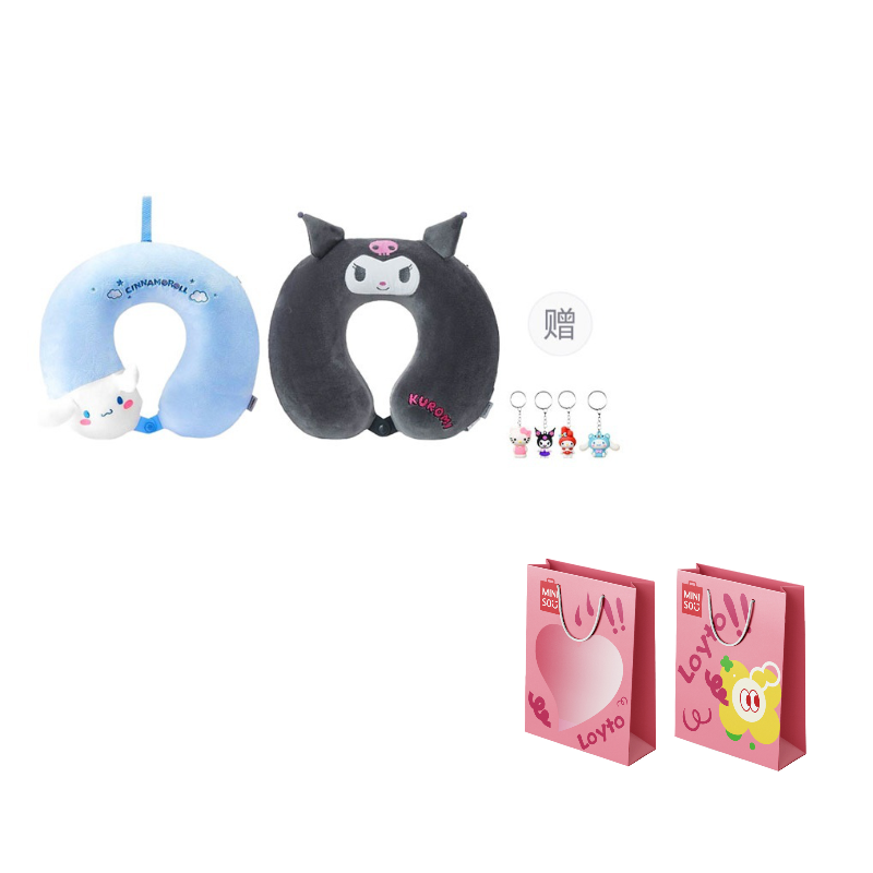 Подушка для путешествий унисекс MINISO x Sanrio Cinnamoroll, Cinnamoroll+Kuromi U-Shaped Pillows (2 Pcs)+Sanrio Charm, 2 шт.