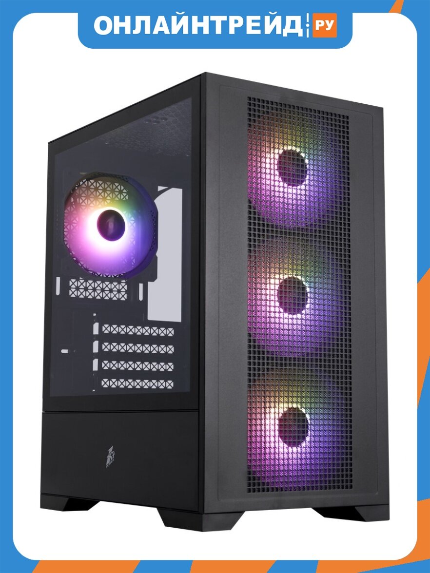 Корпус 1STPLAYER Go2 ARGB, черный (Go2-BK-4F7)
