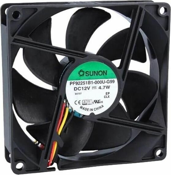 SUNON PF92251B1-1000U-G99 Вентилятор осевой; 12ВDC; 92x92x25мм; 127,4куб. м/ч; 46,1дБА, 1шт