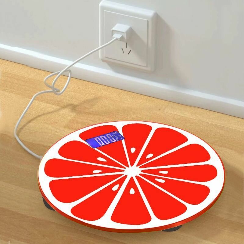 Круглые весы для тела в виде красного грейпфрута, USB-зарядка, устойчивое противоскользящее покрытие