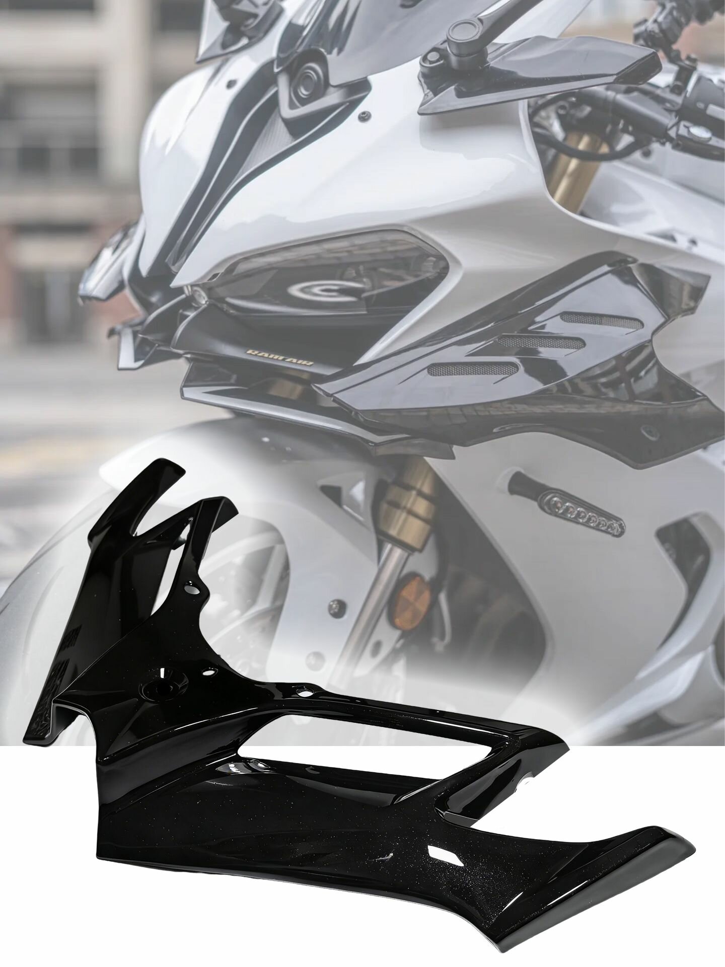 Спойлер под фару тюнинг для мото QJMOTO SRK 800 RR аэродинамическая накладка внешний обвес глянцевый черный арт. ДФИ006