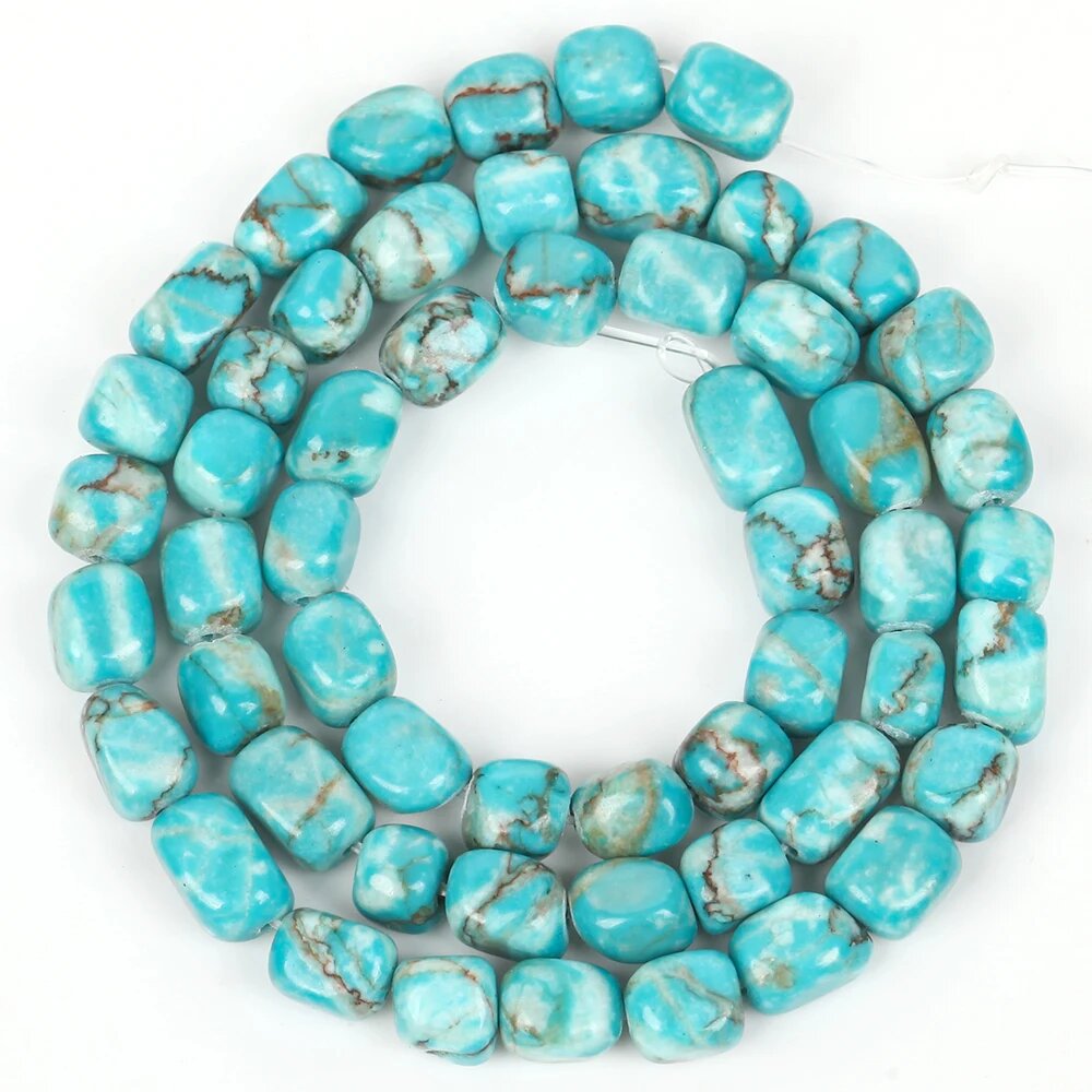 Бусины из камня IYKWIM синие желтые 6x8 мм Синий, Lake Blue