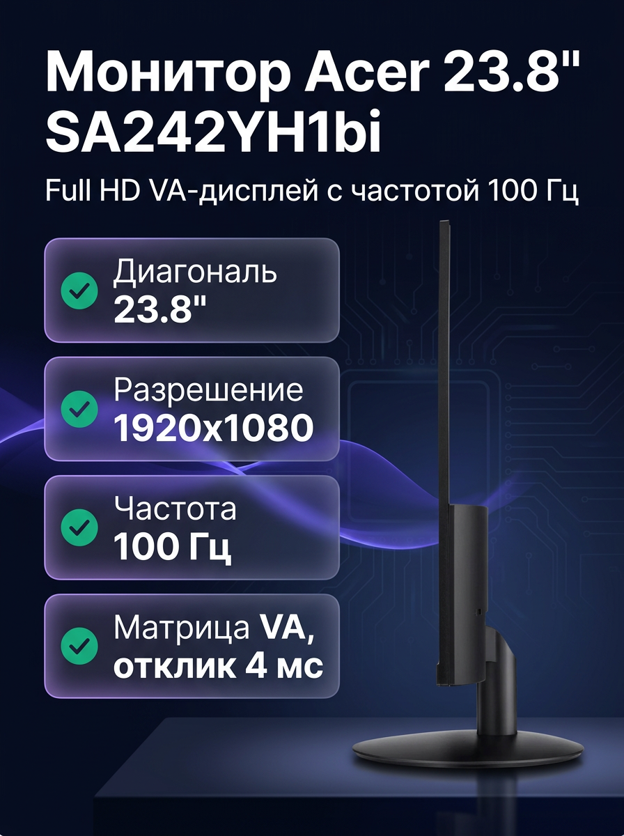 Монитор Acer SA242YH1bi, 23.8", VA, Full HD, 100 Гц
