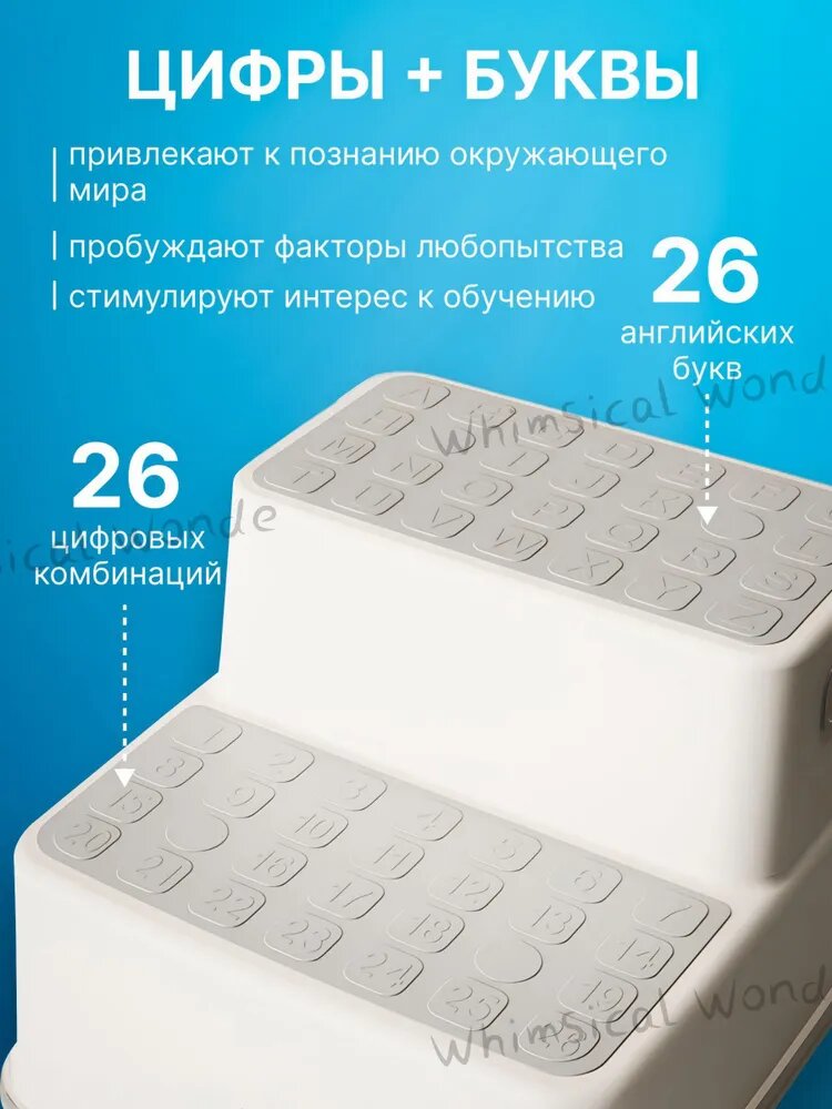 Детская подставка-стул для ног 32.3х36.2х23см, нагрузка до 150кг, нескользящая, серая — фото 1