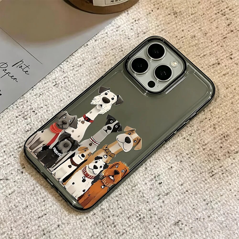 Силиконовый чехол с винтажным узором «Милые собачки» для iPhone 13, 11, Серый, Grey, For iphone 13