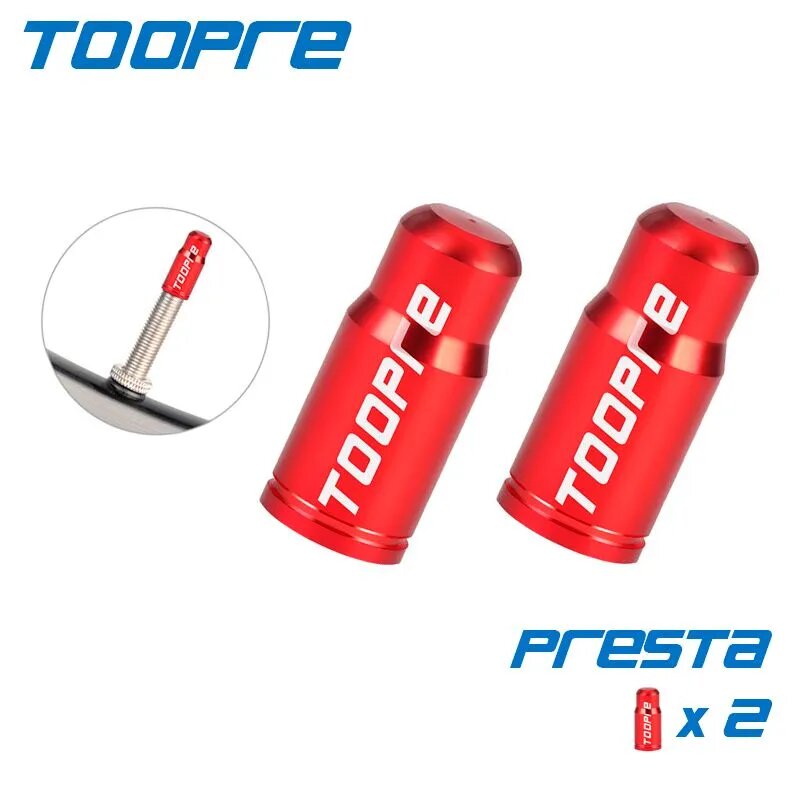 Колпачки TOOPRE на ниппель PRESTA, красный цвет, 2 шт