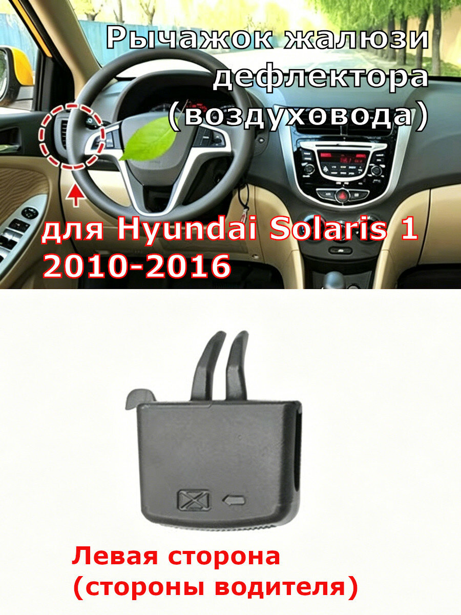 Рычажок жалюзи дефлектора (воздуховода) для Hyundai Solaris 1 2010-2016, Левая передняя дверь (стороны водителя)