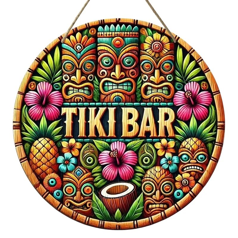 Деревянная табличка Tiki Bar 2D 20x20cm, 5