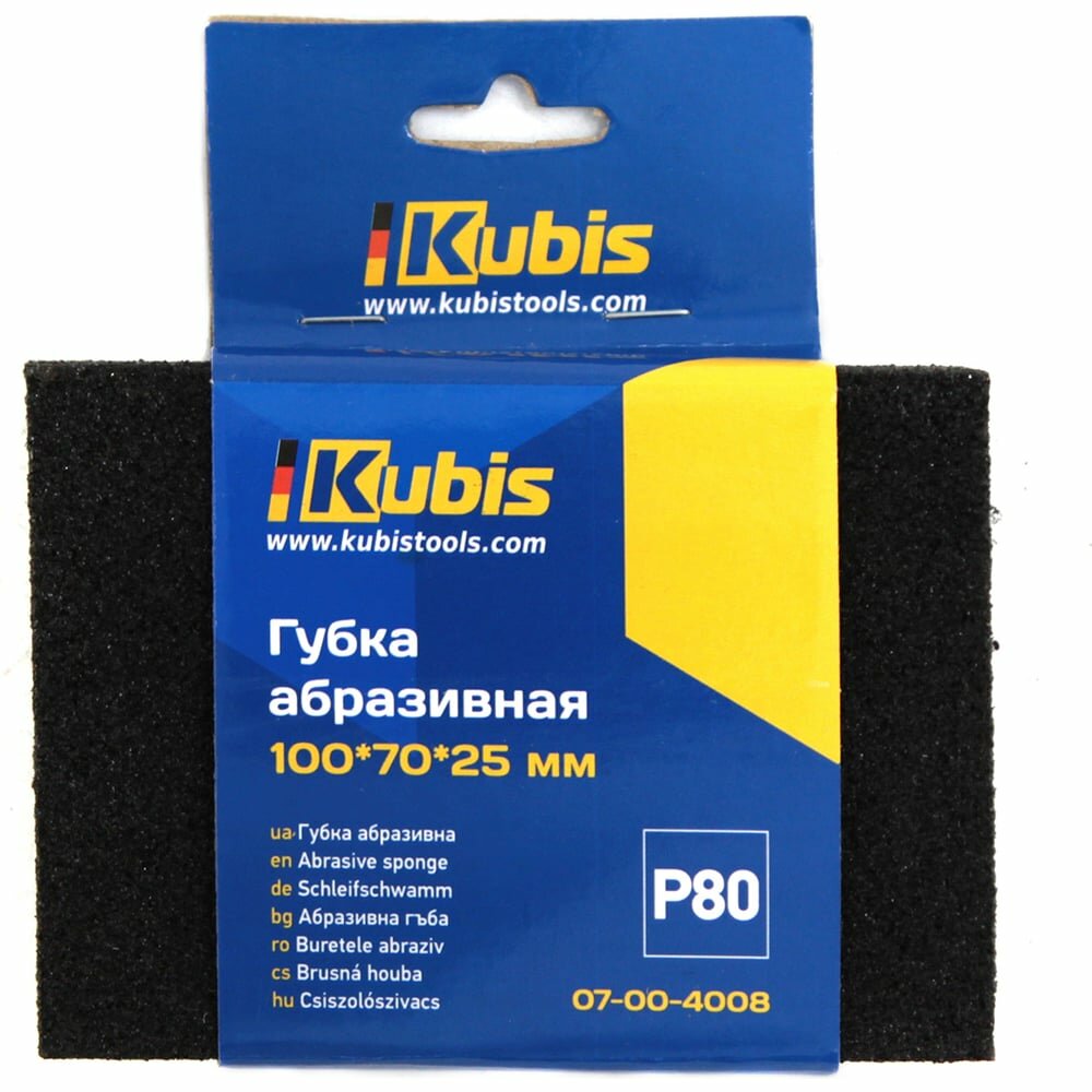 Губка абразивная Р80, 100х70х25 мм KUBIS 07-00-4008