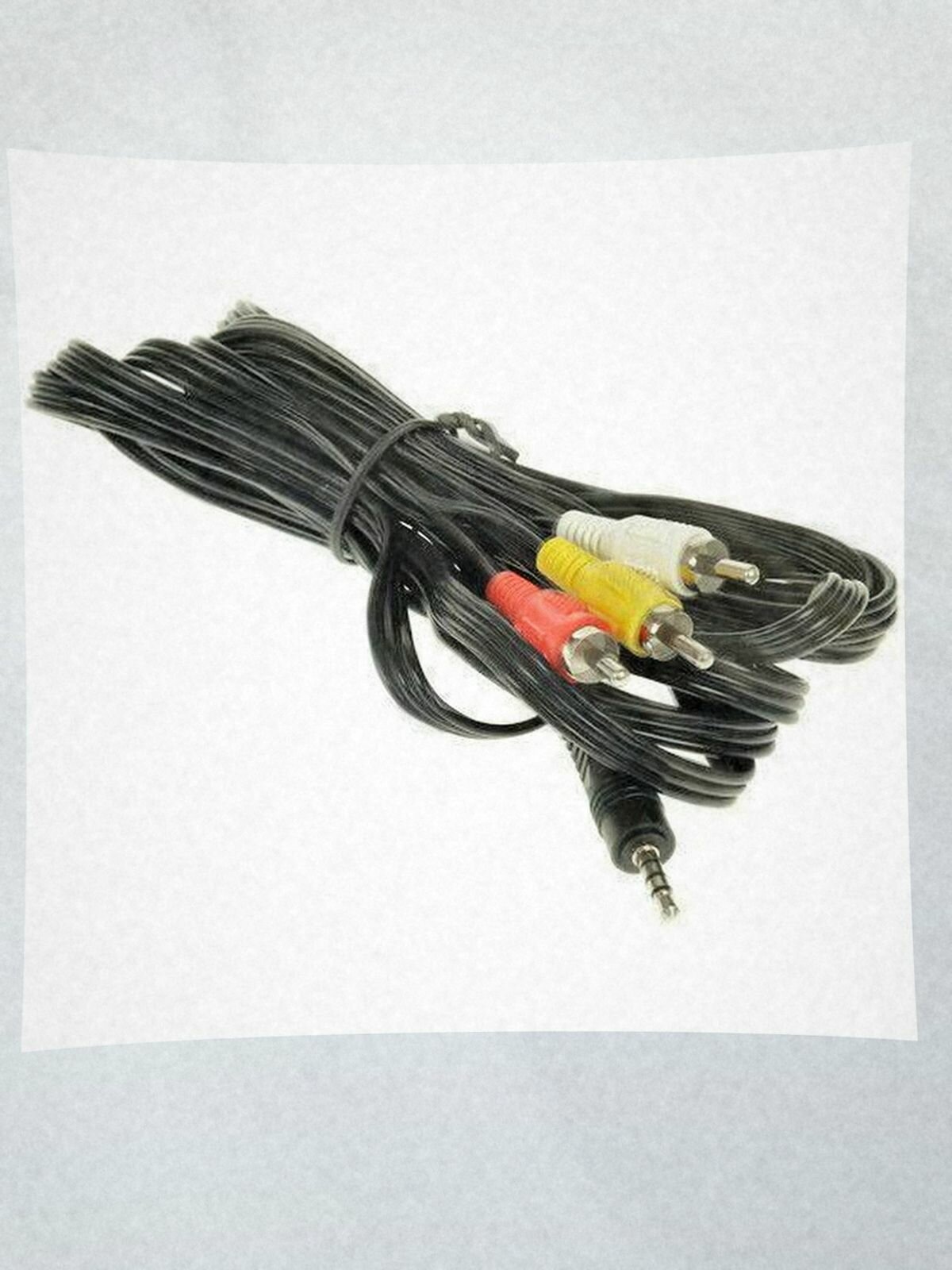 Аудиокабель, разъем jack 3.5 мм-3RCA, цвет- черный, полезный