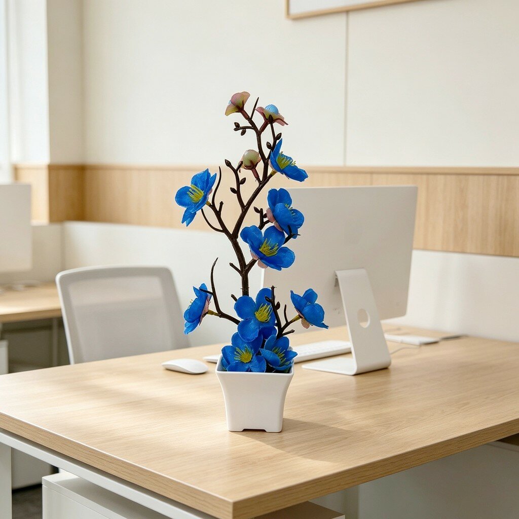 Realistic plum blossom bonsai stylef multicolor
